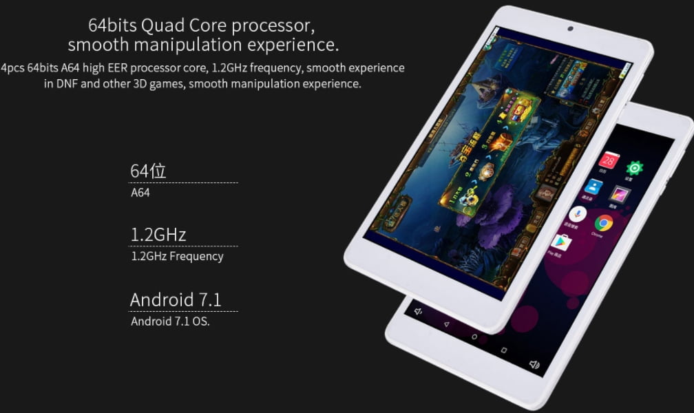 BENEVE M7138 una tablet de 7″ Low Cost con Android 7.1 y SoC Allwinner A64