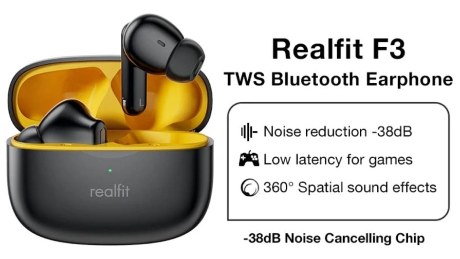 Realfit F3 auriculares con ANC de 38dB por menos de 10