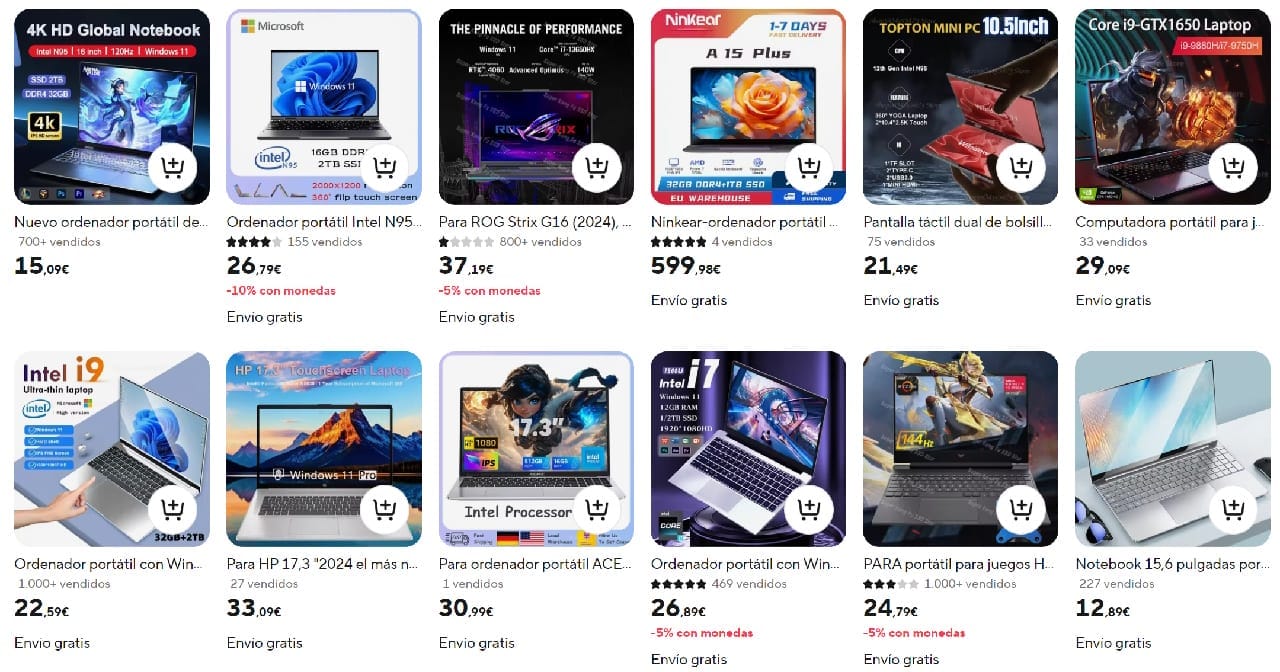Portátiles a 15€, el nuevo timo que triunfa en AliExpress